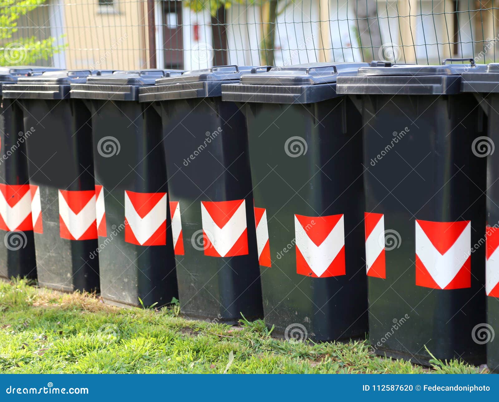 Garbage Cans in a Condominium Yard Stock Photo - Image of pollution ...