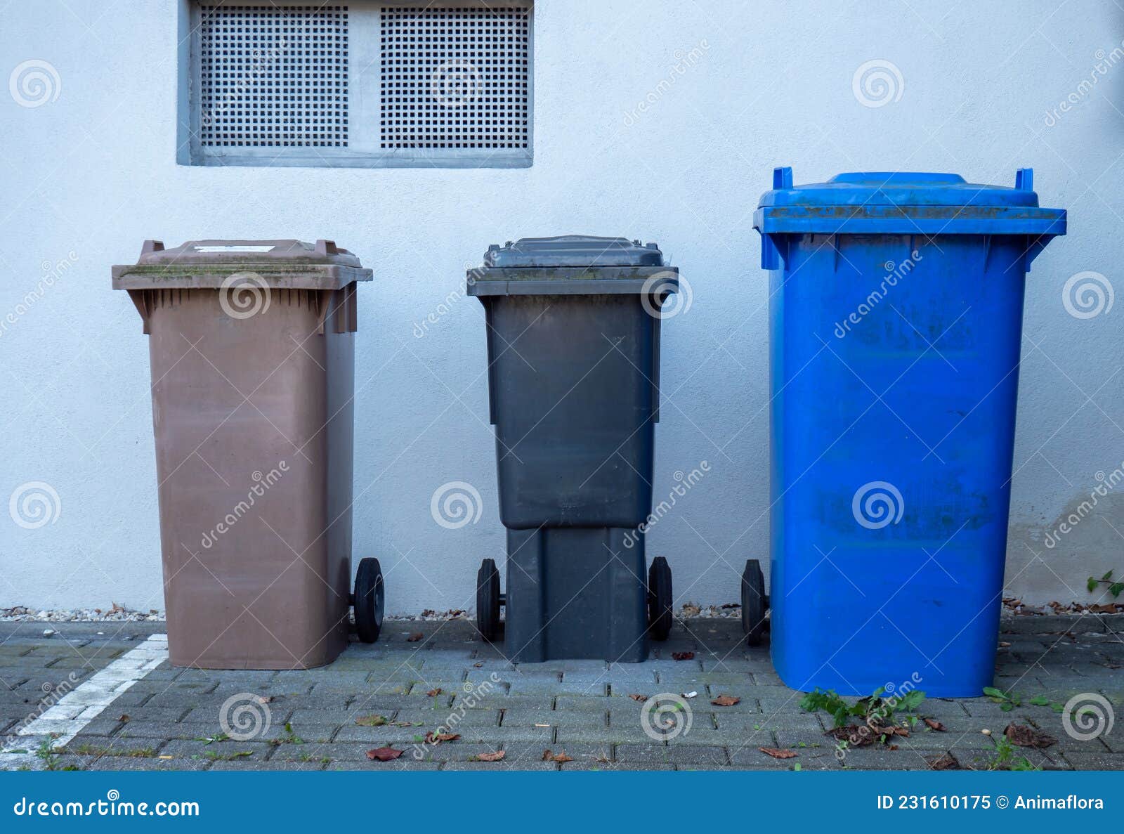 Garbage Cans in Different Colors Stock Image - Image of disposal ...