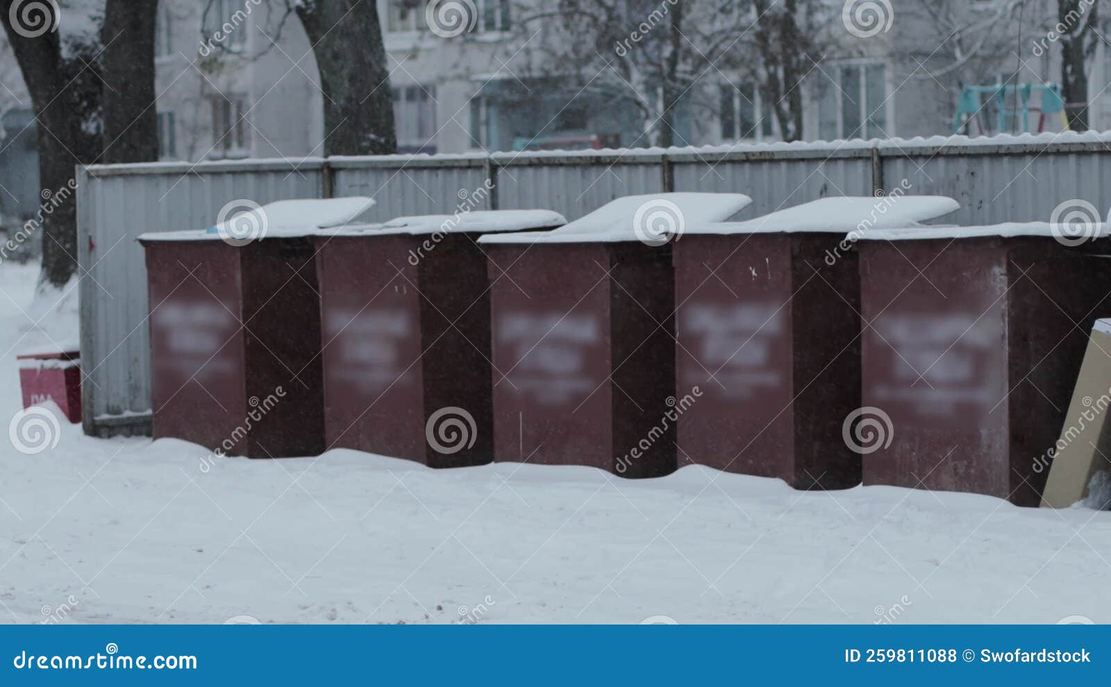 Garbage Cans for Garbage Collection in the City Stand in the Yard Under ...