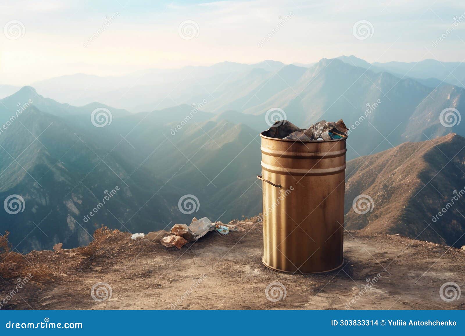 Garbage Cans in the Mountains. Maintaining Cleanliness in Nature ...