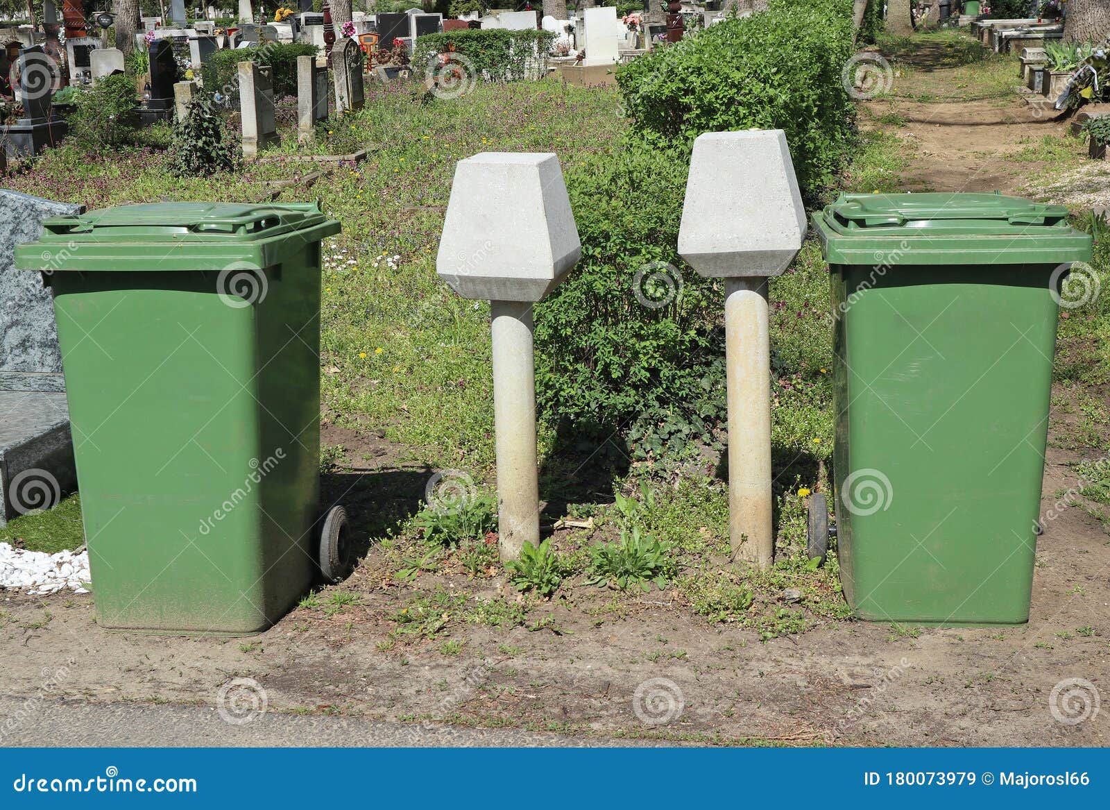 Garbage Cans in the Public Cemetery Stock Image - Image of grave ...