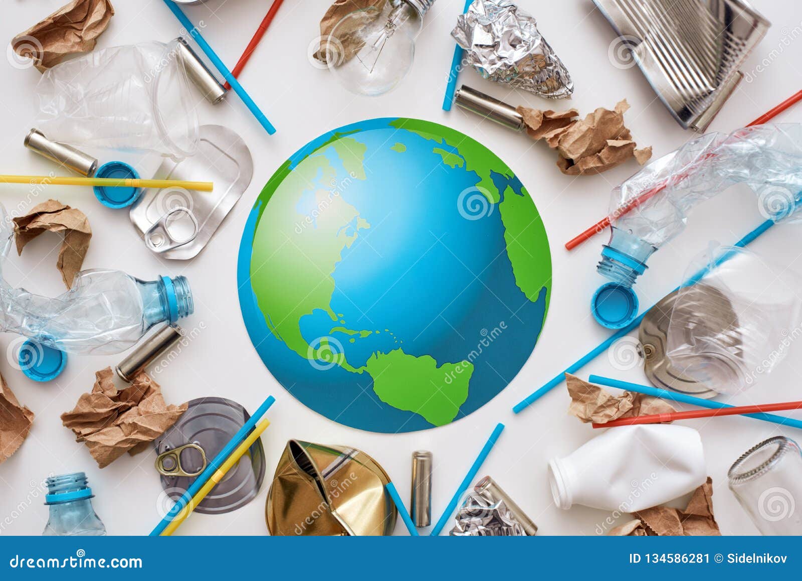 Garbage Circle. Different Types of Garbage Around the World Stock Image ...
