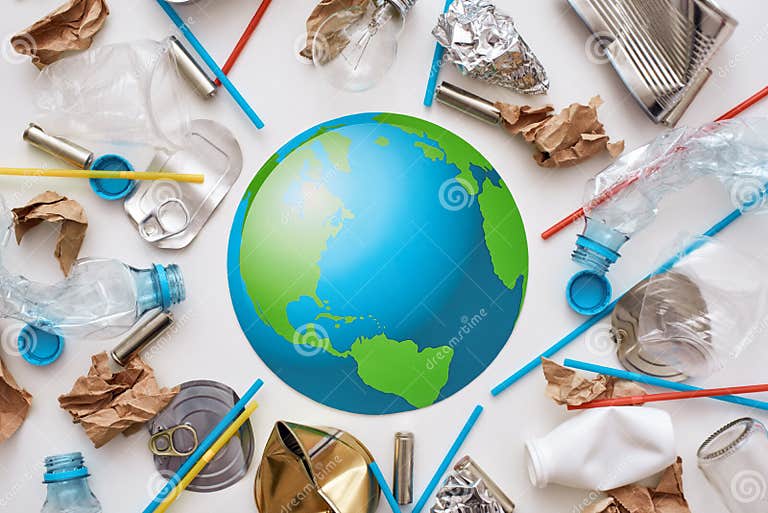 Garbage Circle. Different Types of Garbage Around the World Stock Image ...