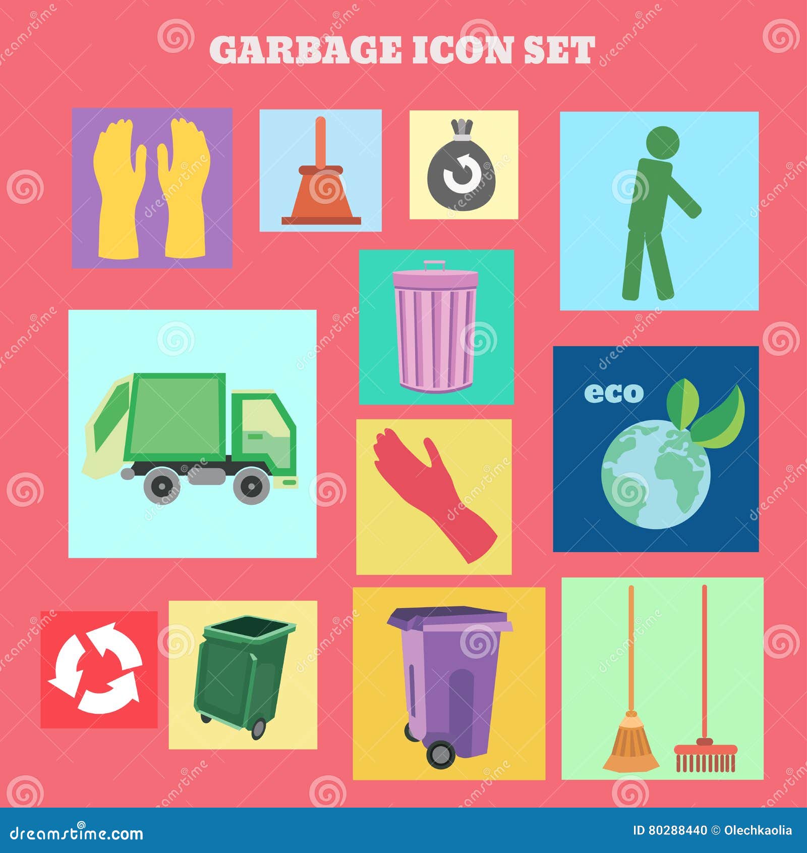 Garbage and cleaning icons stock vector. Illustration of environment ...