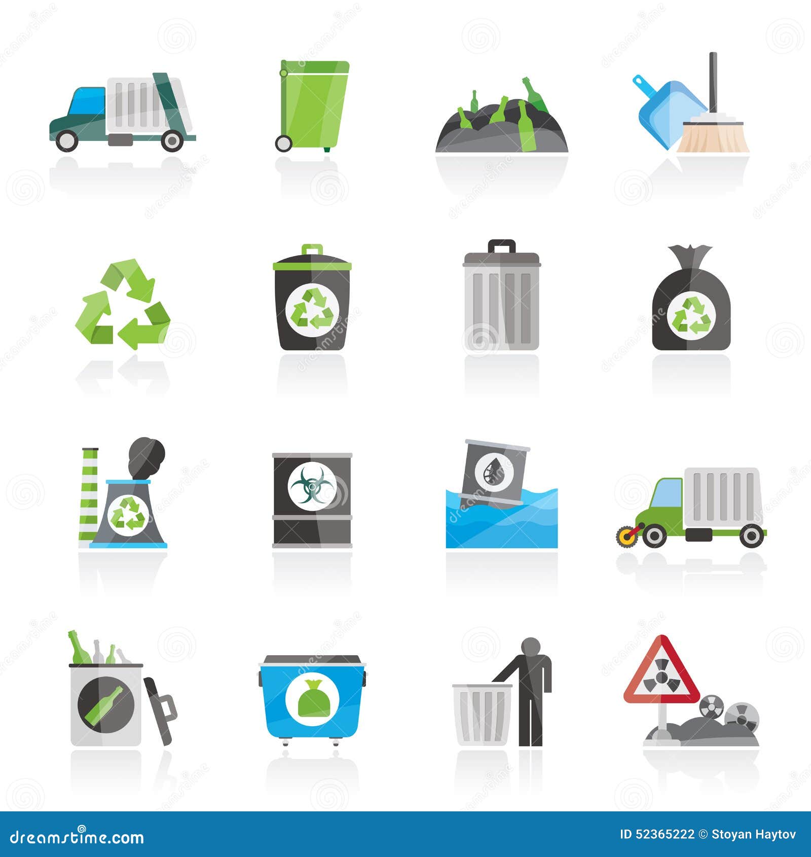 Garbage, Cleaning and Rubbish Icons Stock Vector - Illustration of ...