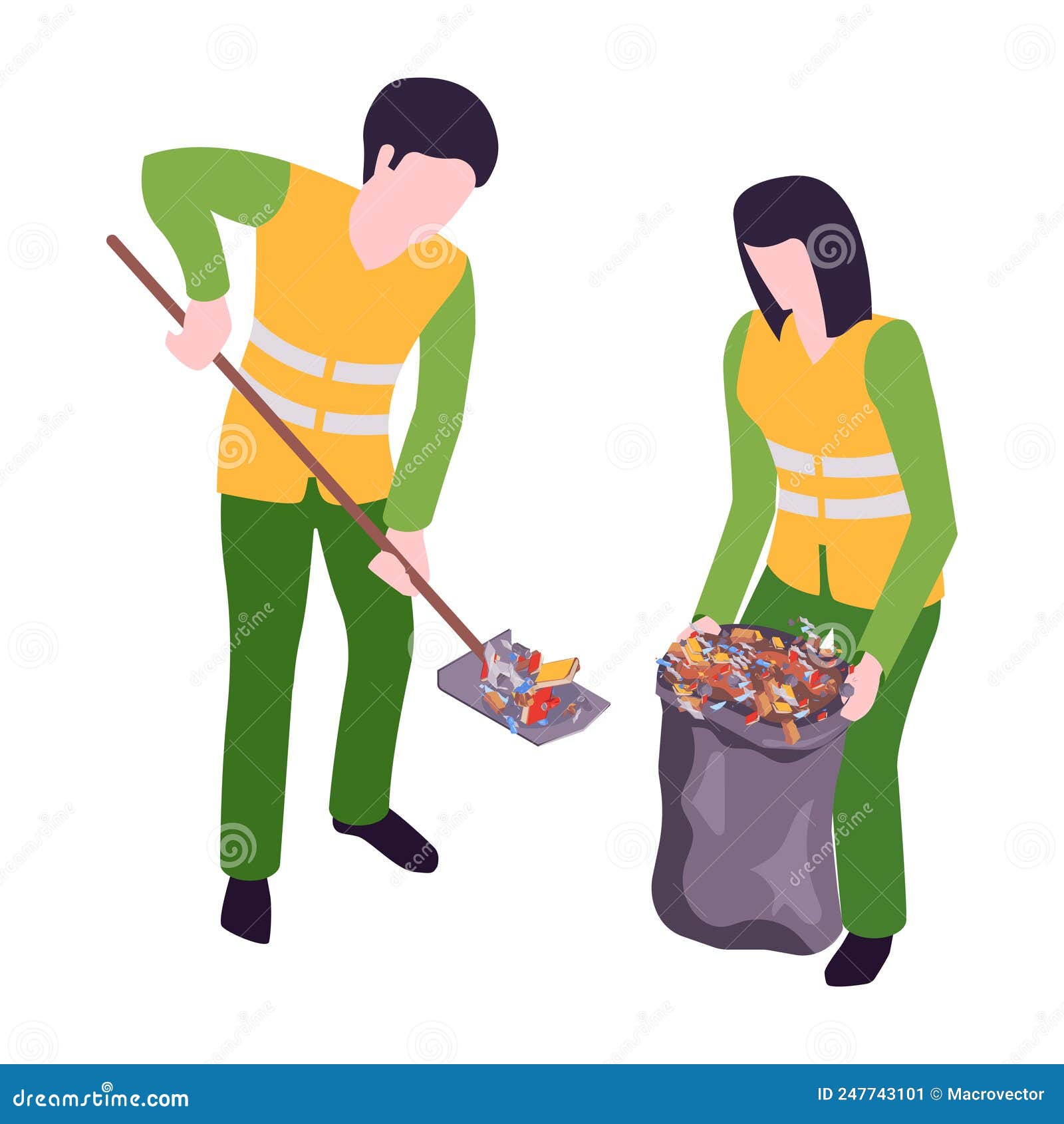 Garbage Cleanup Crew Composition Stock Illustration - Illustration of ...