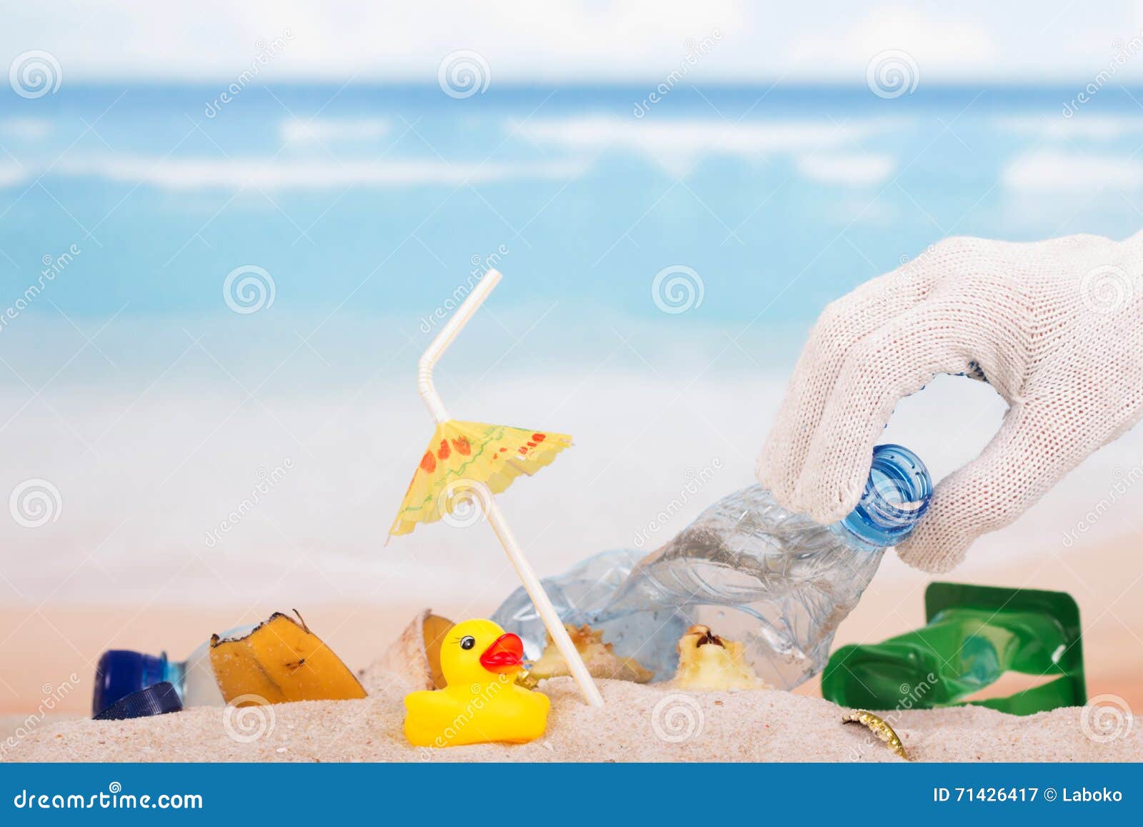 Daily Garbage Collection on the Beach Stock Image - Image of clean ...