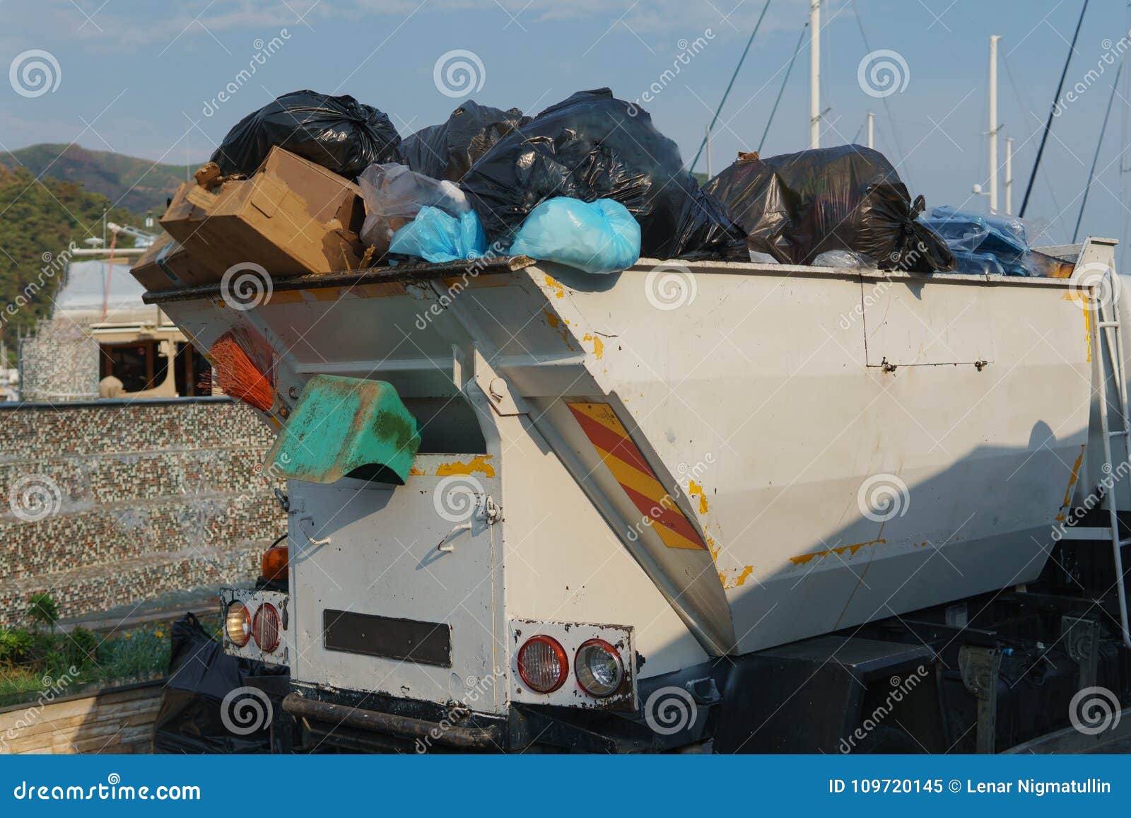 Garbage Collection Crowded Car in the City Stock Image - Image of worn ...