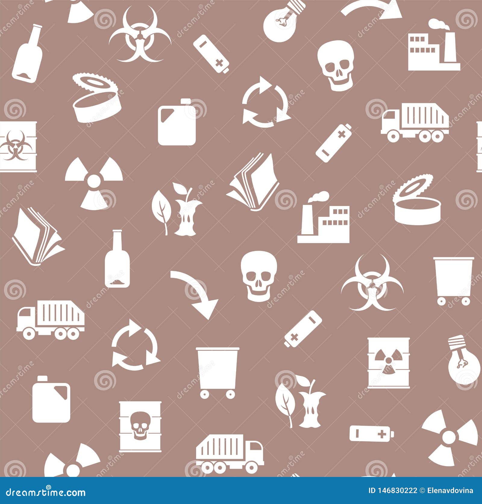 Waste, Recycling, Seamless Pattern, Gray, Vector Stock Vector ...