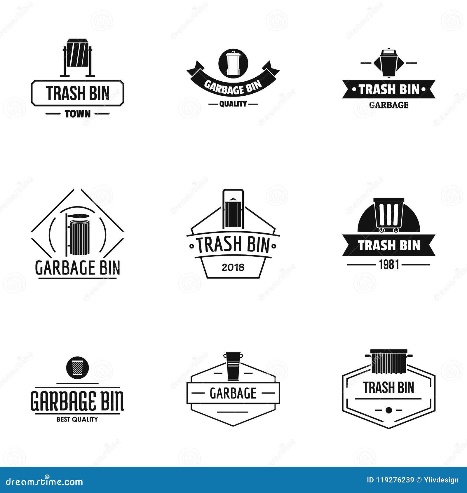 Garbage Collection Logo Set, Simple Style Stock Vector - Illustration ...