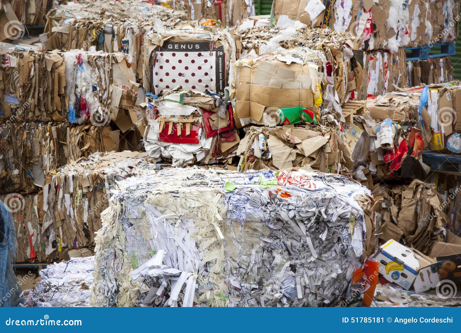Garbage Collection Recycling. A Huge Stacking Of Paper And Packaging ...