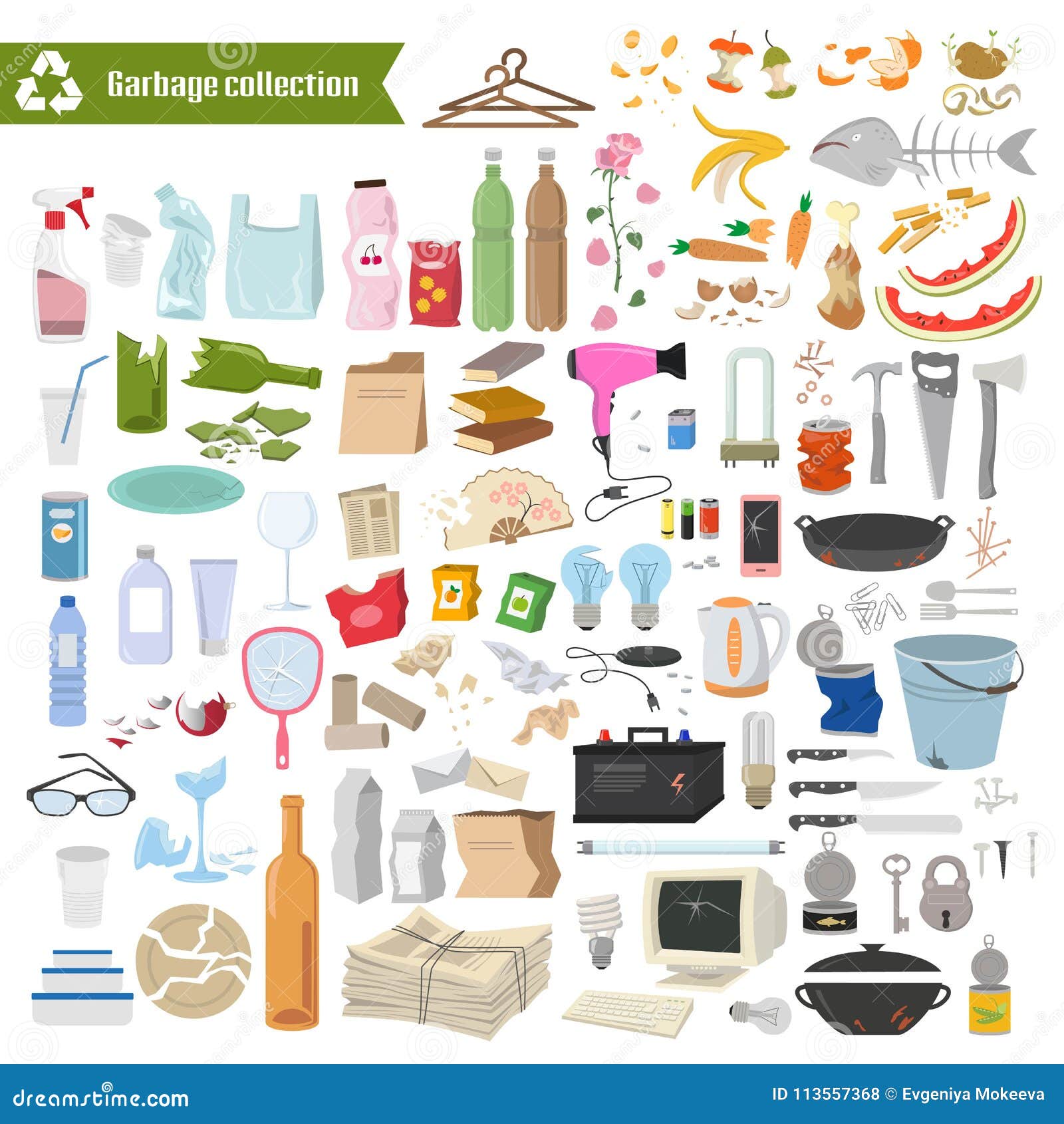 Garbage Collection. Garbage Truck, Garbage Man In Uniform Waste Bag ...