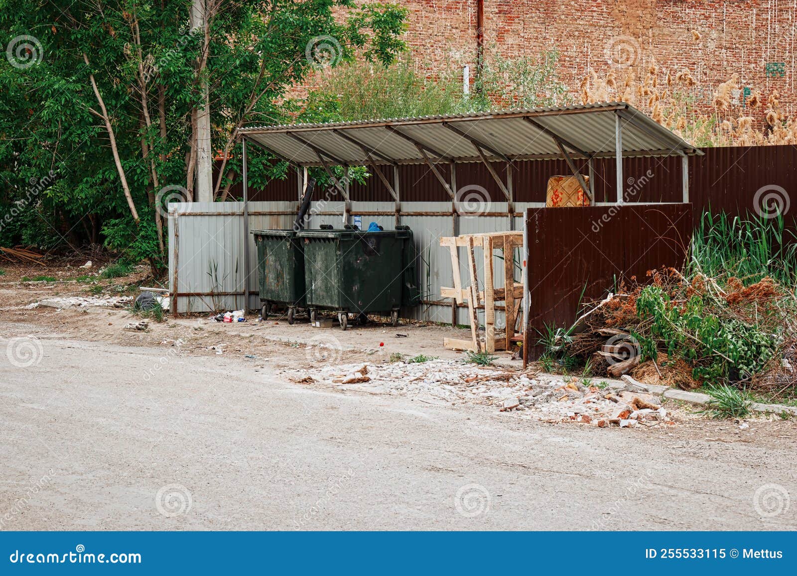 Garbage Collection Site. Two Trash Dumpsters Stock Image - Image of ...