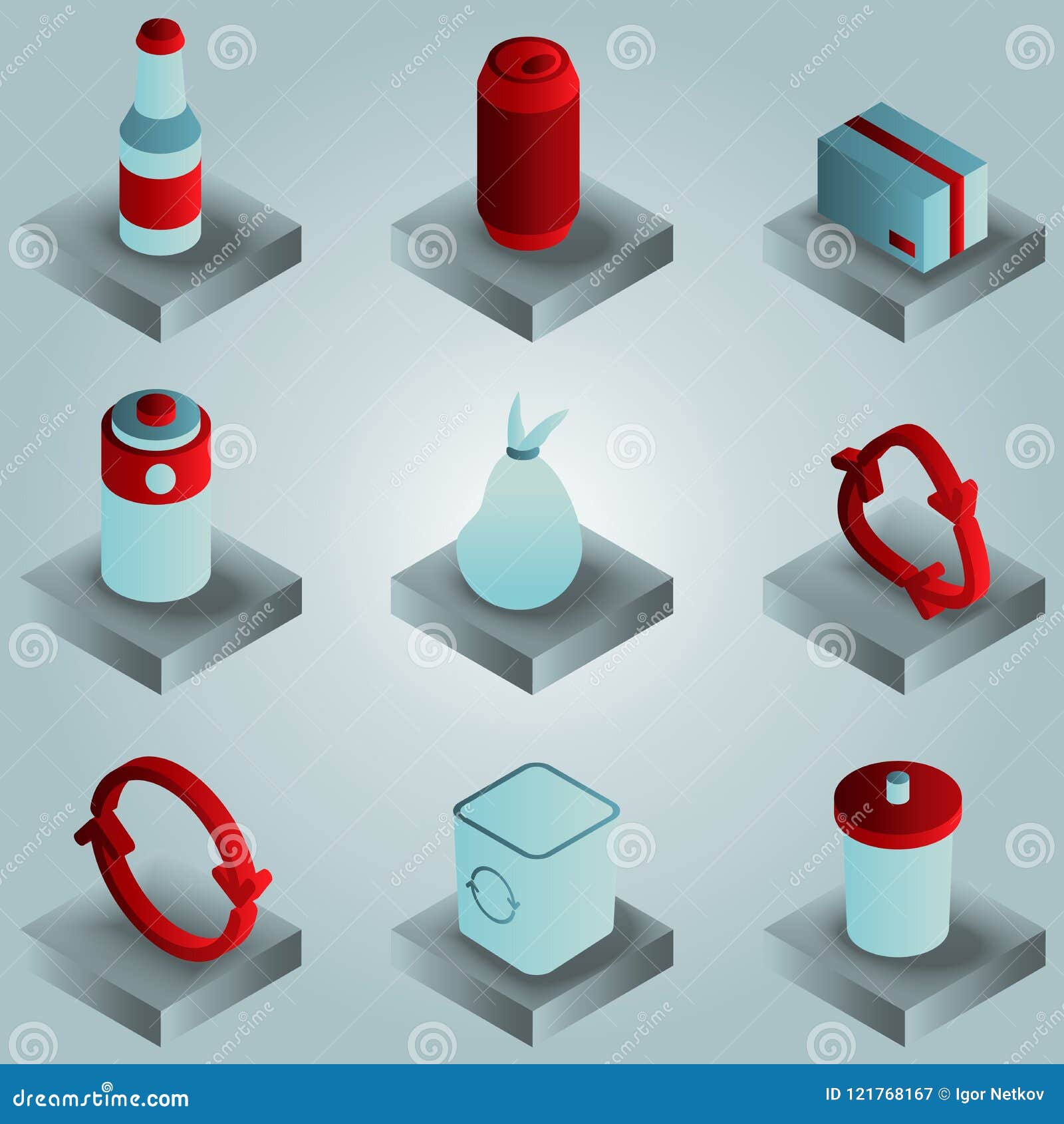 Garbage Color Gradient Isometric Icons Stock Vector - Illustration of ...
