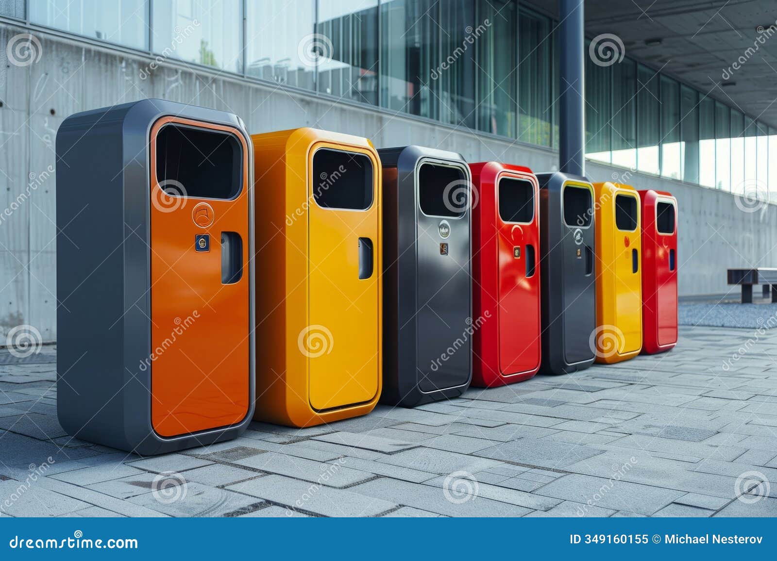 Garbage in Colored Trash Cans, Sorted Concept Stock Image - Image of ...