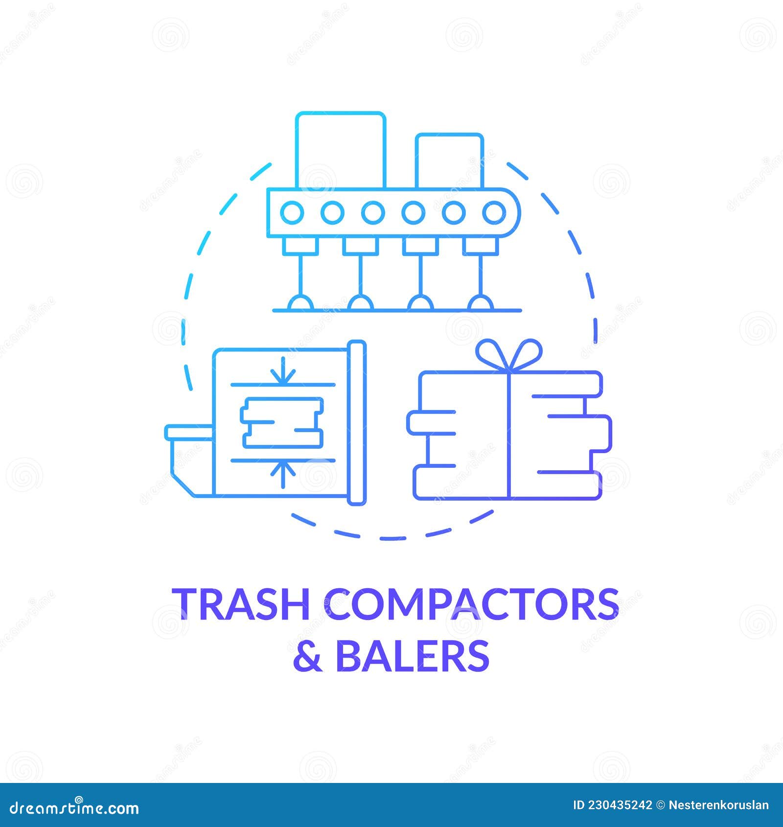 Garbage Compactors, Balers Concept Icon Stock Vector - Illustration of ...