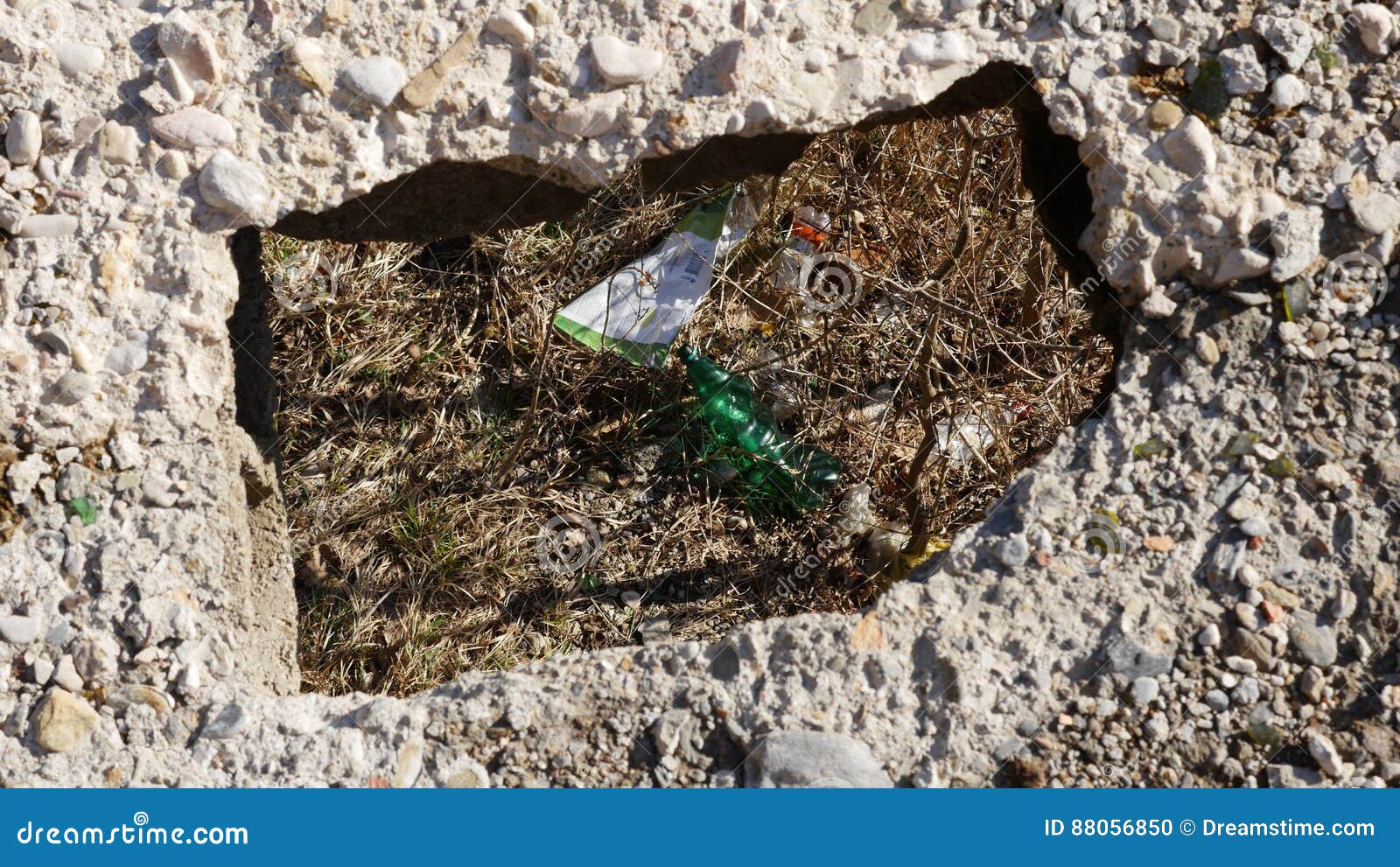 Garbage through the Concrete Balcony Hole Stock Photo - Image of ...