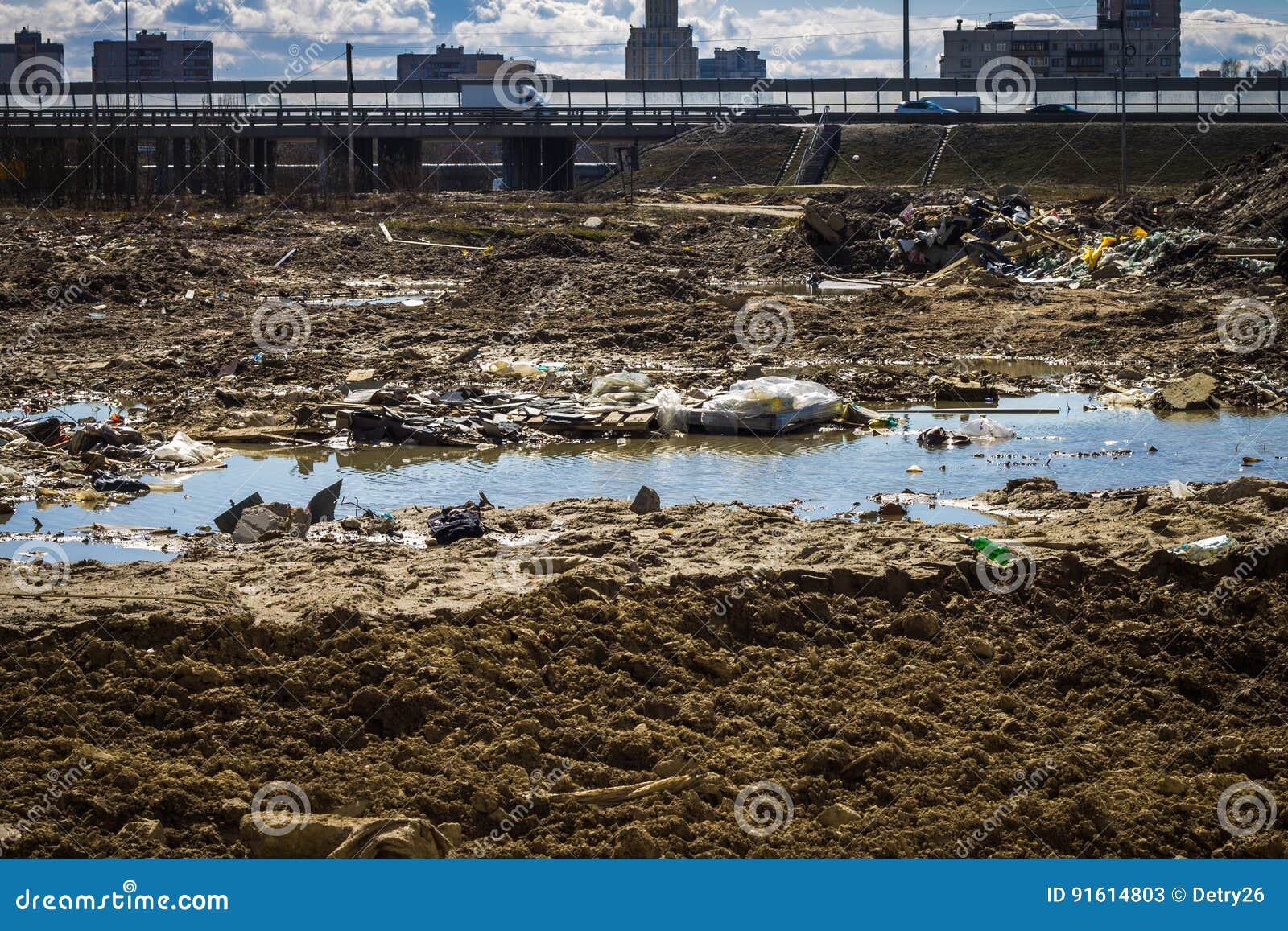 Garbage after Construction in the City, Bare Land, Swamp. the Problem ...