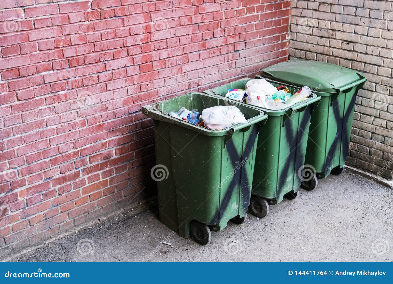 Garbage Container. Filled To the Brim. Environmental Pollution ...