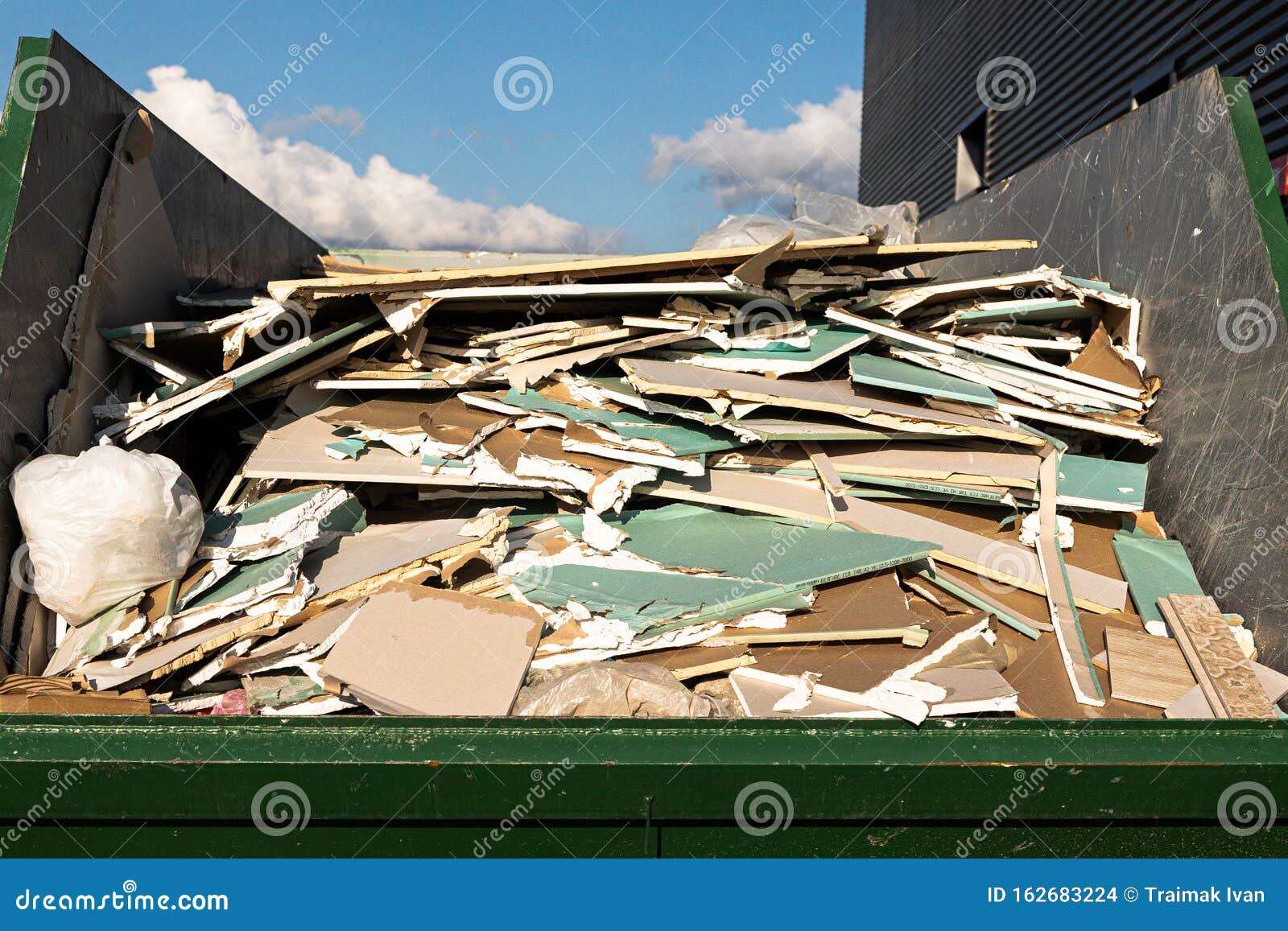 Garbage Container Full of Drywall Chunks Stock Photo - Image of gypsum ...
