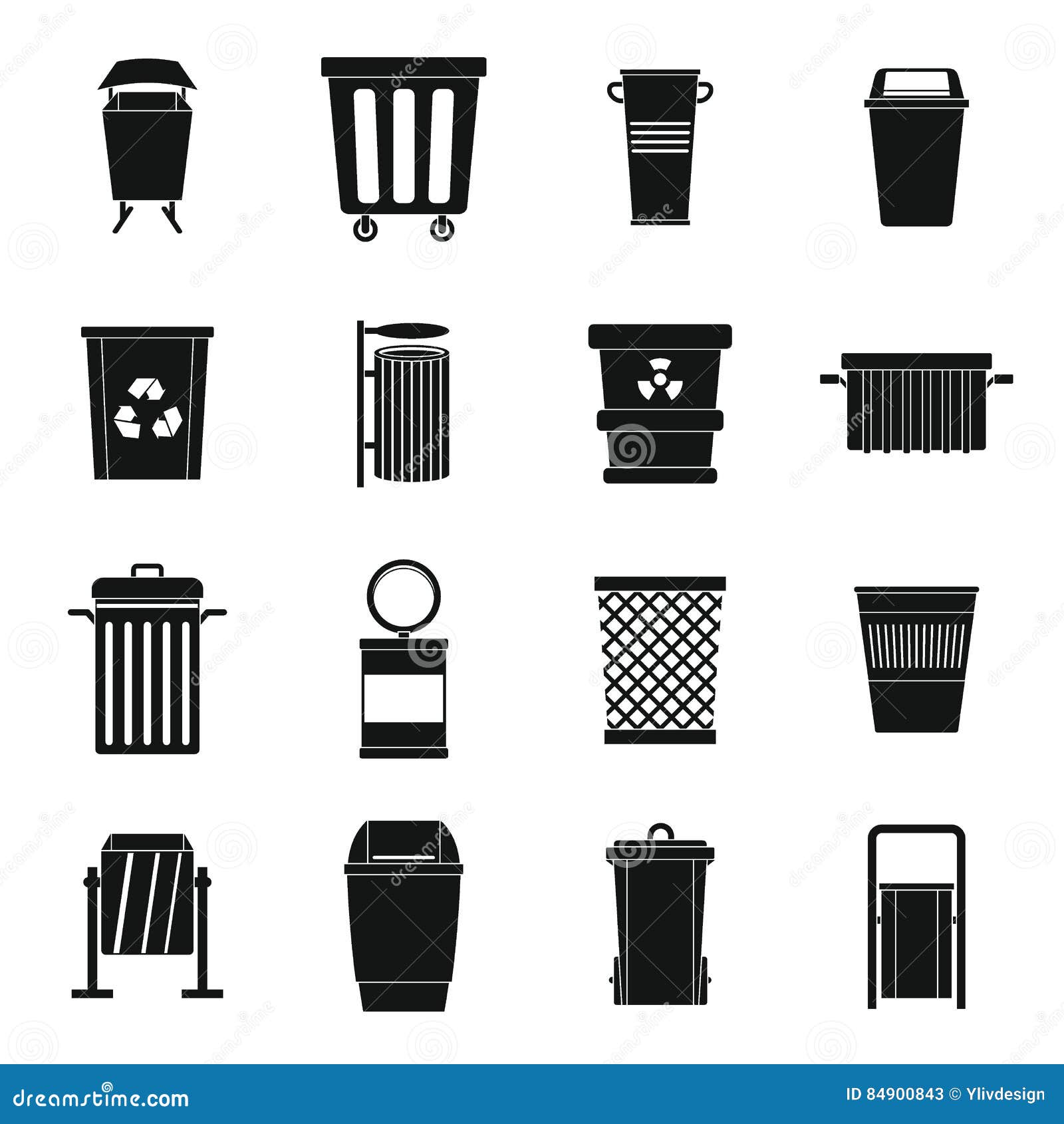 Garbage Container Icons Set, Simple Style Stock Vector - Illustration ...