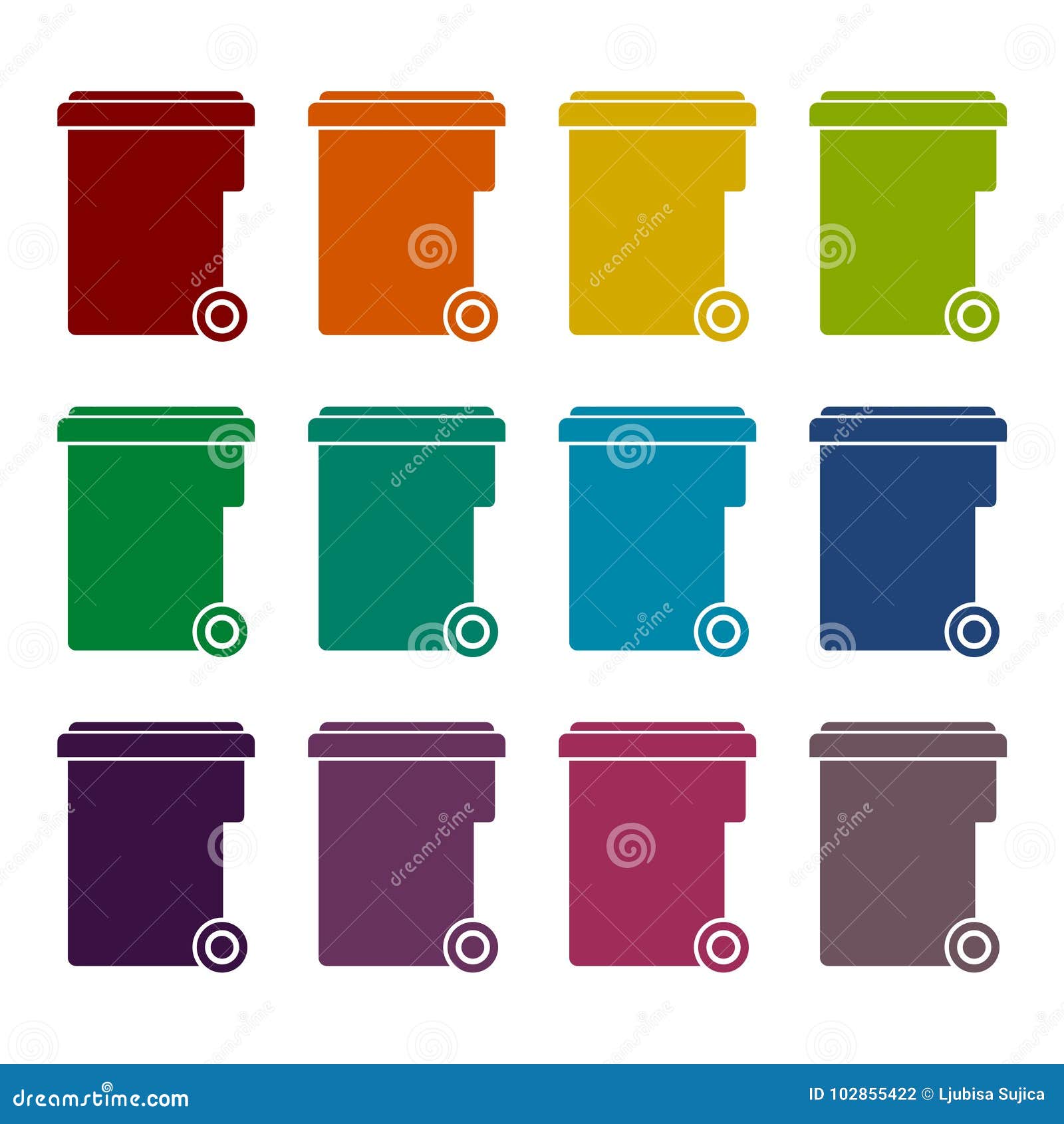 Garbage Container Icons Set Stock Vector - Illustration of empty, line ...