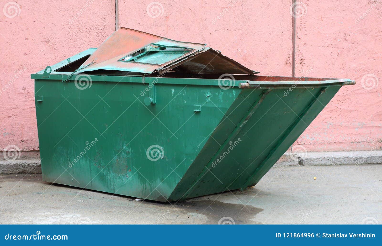 A garbage container stock photo. Image of green, large - 121864996