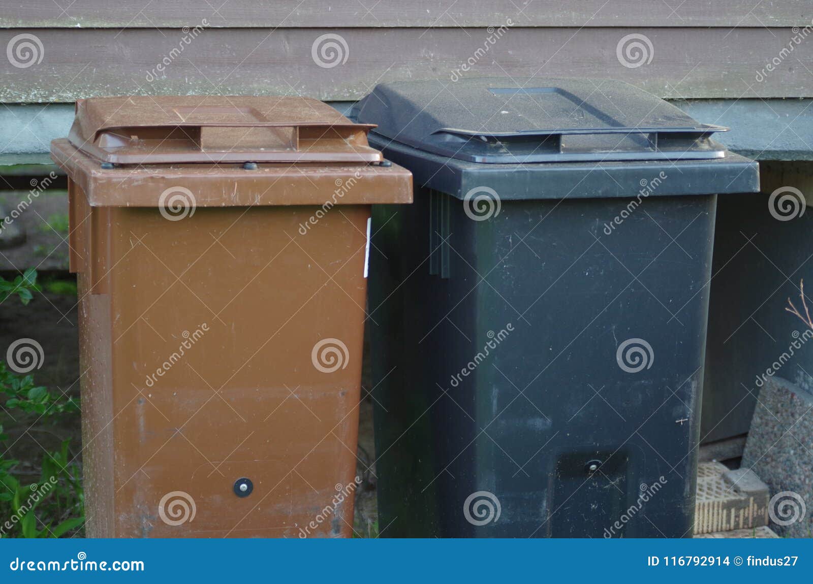 Garbage Container Outside a House Stock Photo - Image of garbage ...