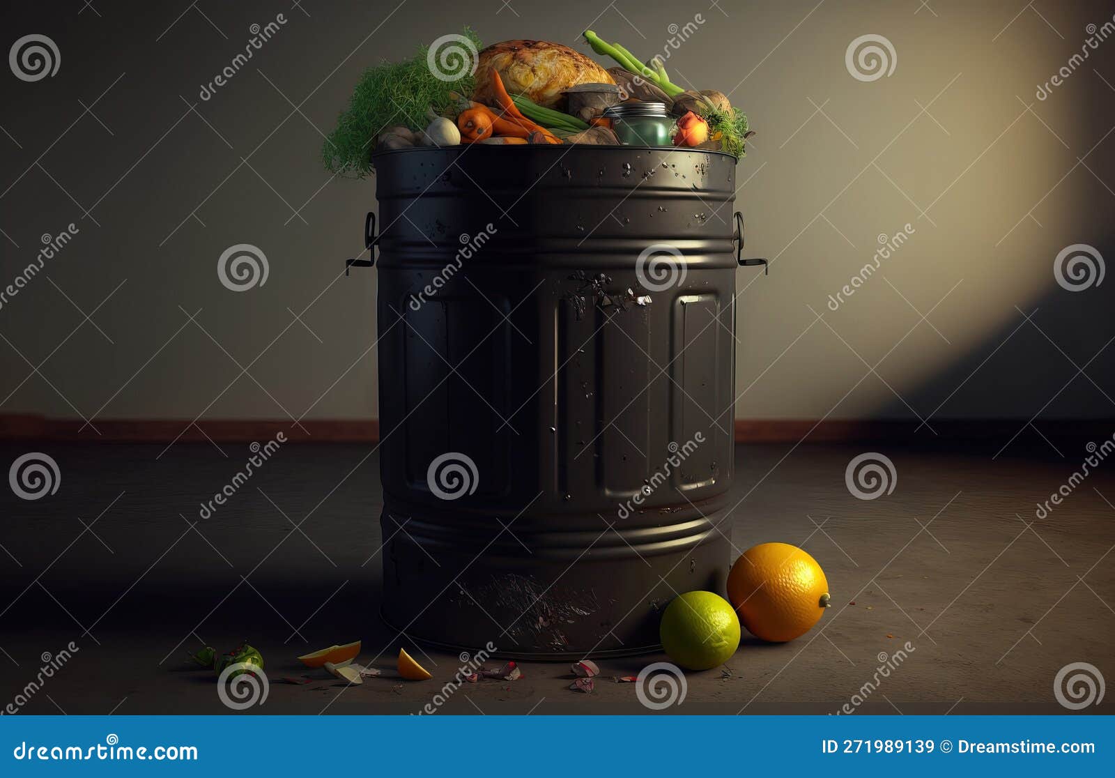 Garbage Container Stuffed To the Brim in the Kitchen of the Restaurant ...