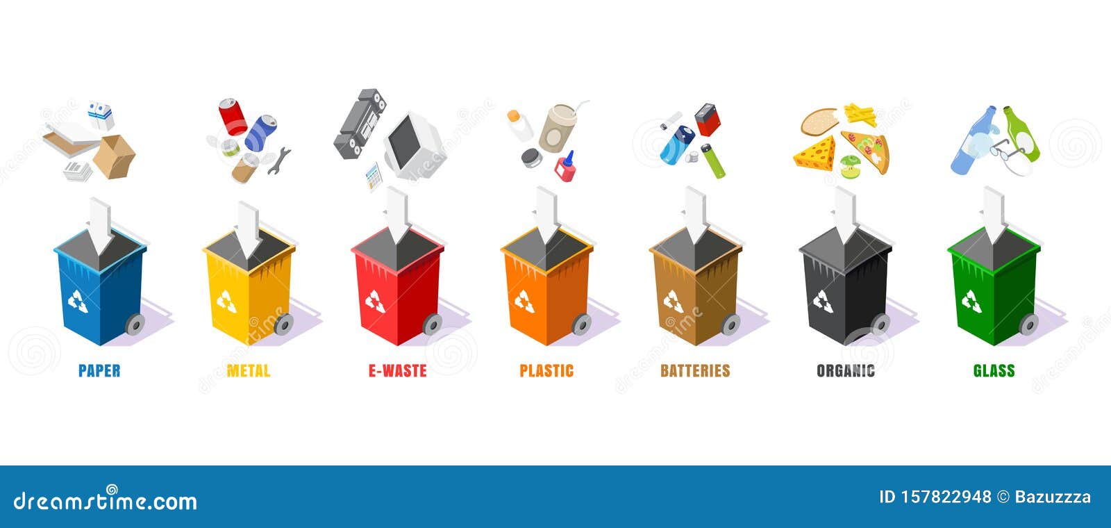 Garbage Containers in Different Colors, Vector Isolated Illustration ...