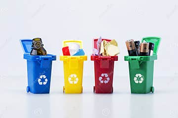 Garbage Containers with Different Types of Trash. Stock Photo - Image ...