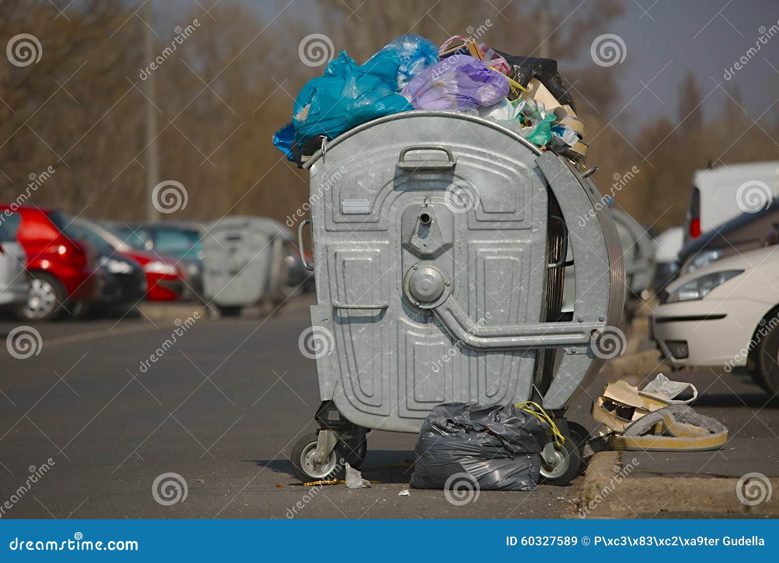 Garbage Containers Full, Overflowing Stock Image - Image of disposal ...