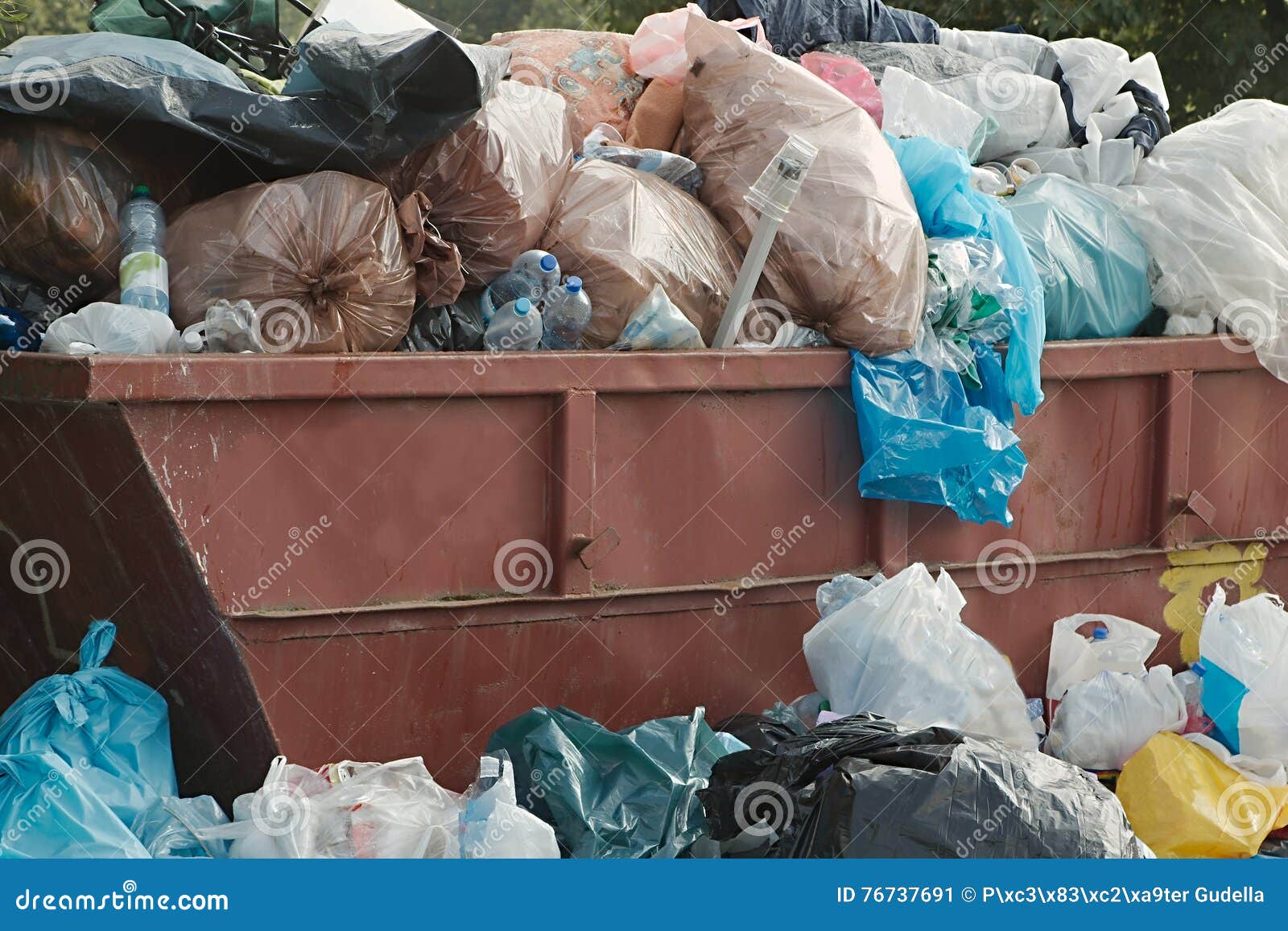 Garbage Containers Full, Overflowing Stock Image - Image of discard ...