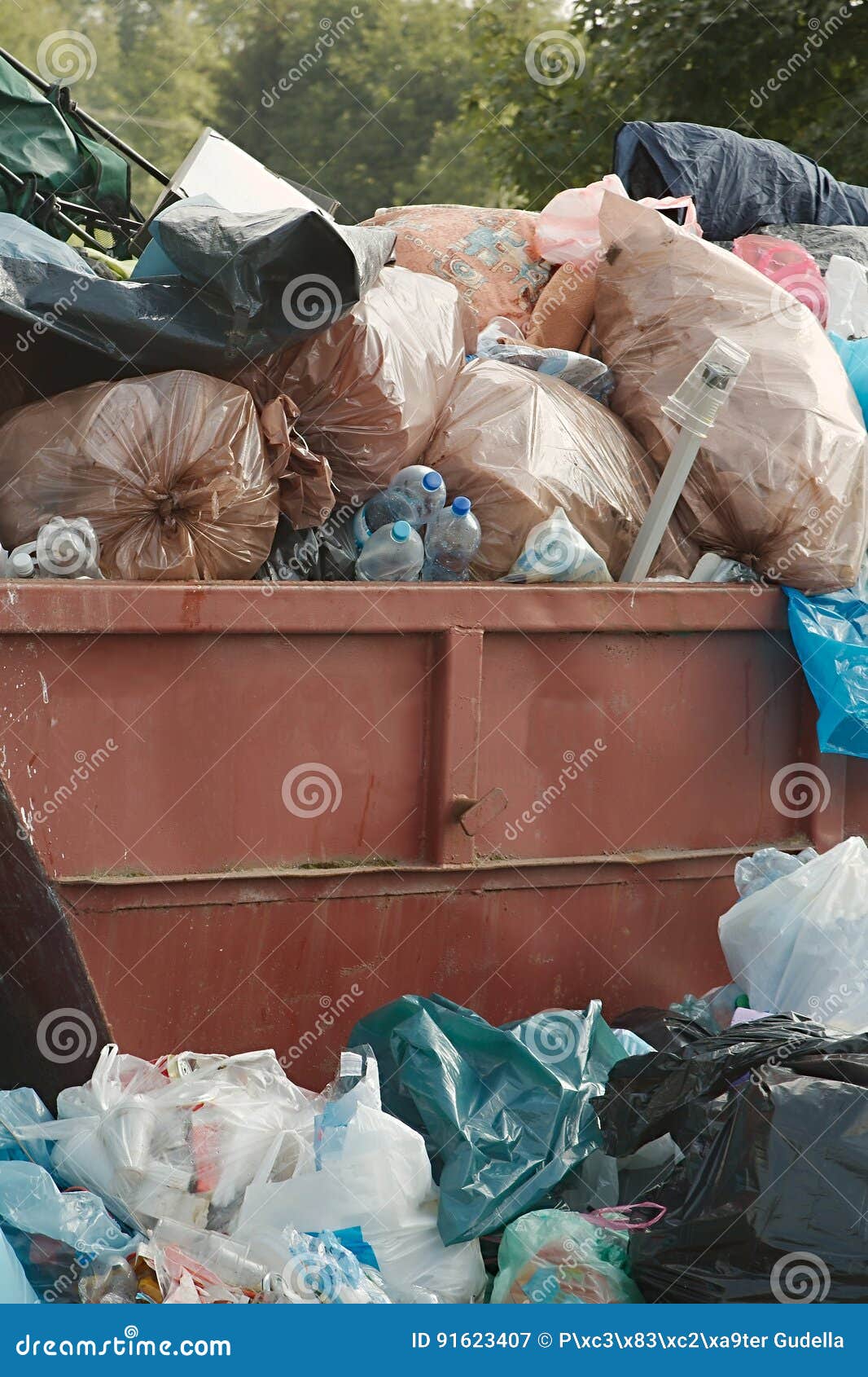 Garbage Containers Full, Overflowing Stock Image - Image of debris ...