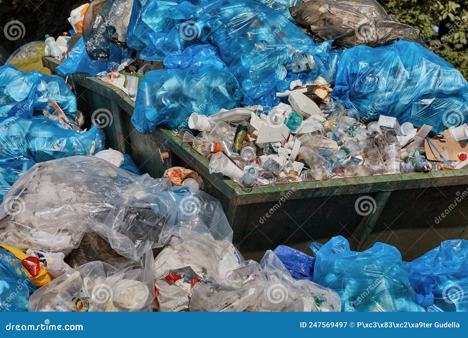 Garbage Containers Full, Overflowing Stock Image - Image of litter ...