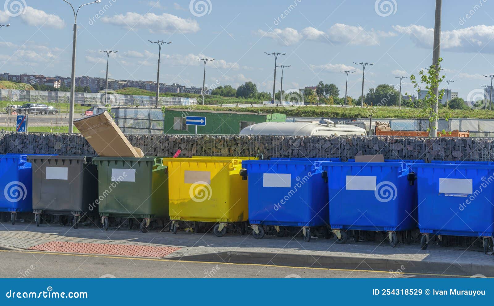 Garbage Containers for Garbage Segregation on the Street. Colored ...