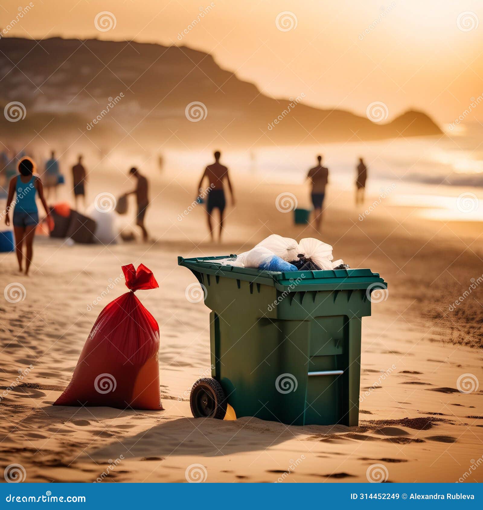 Garbage Containers Are Installed On The Beach. A Global Campaign ...