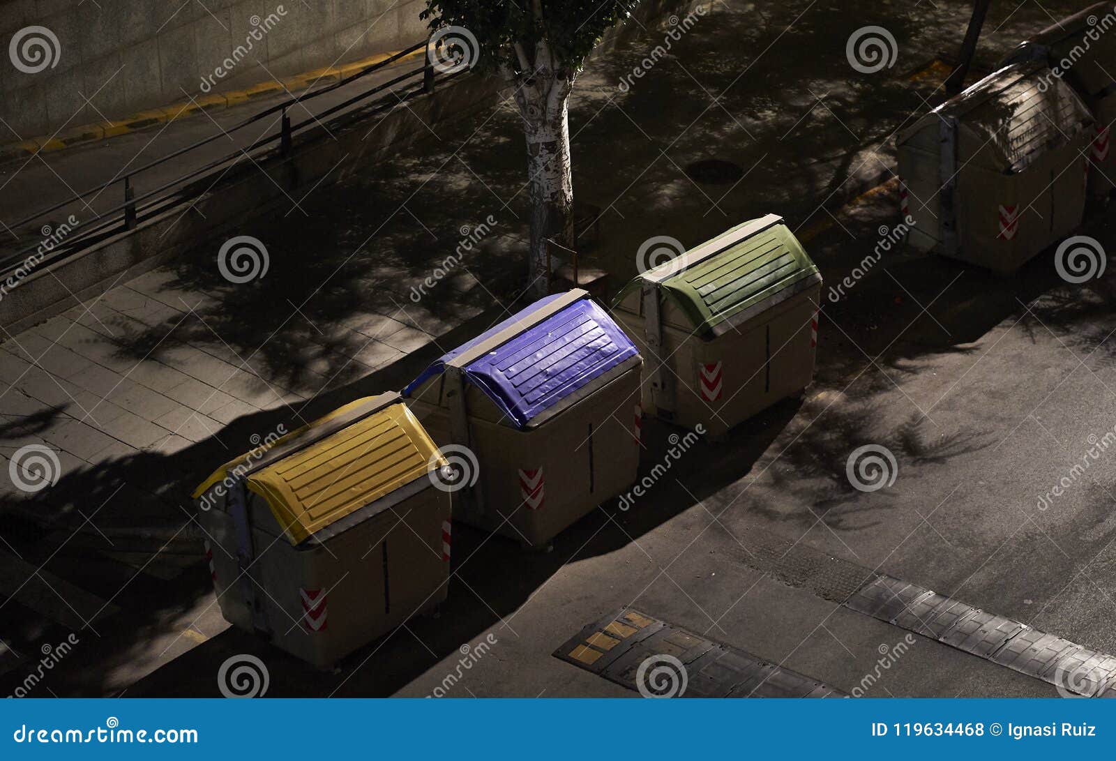 Garbage Containers in the Night Stock Photo - Image of industry ...