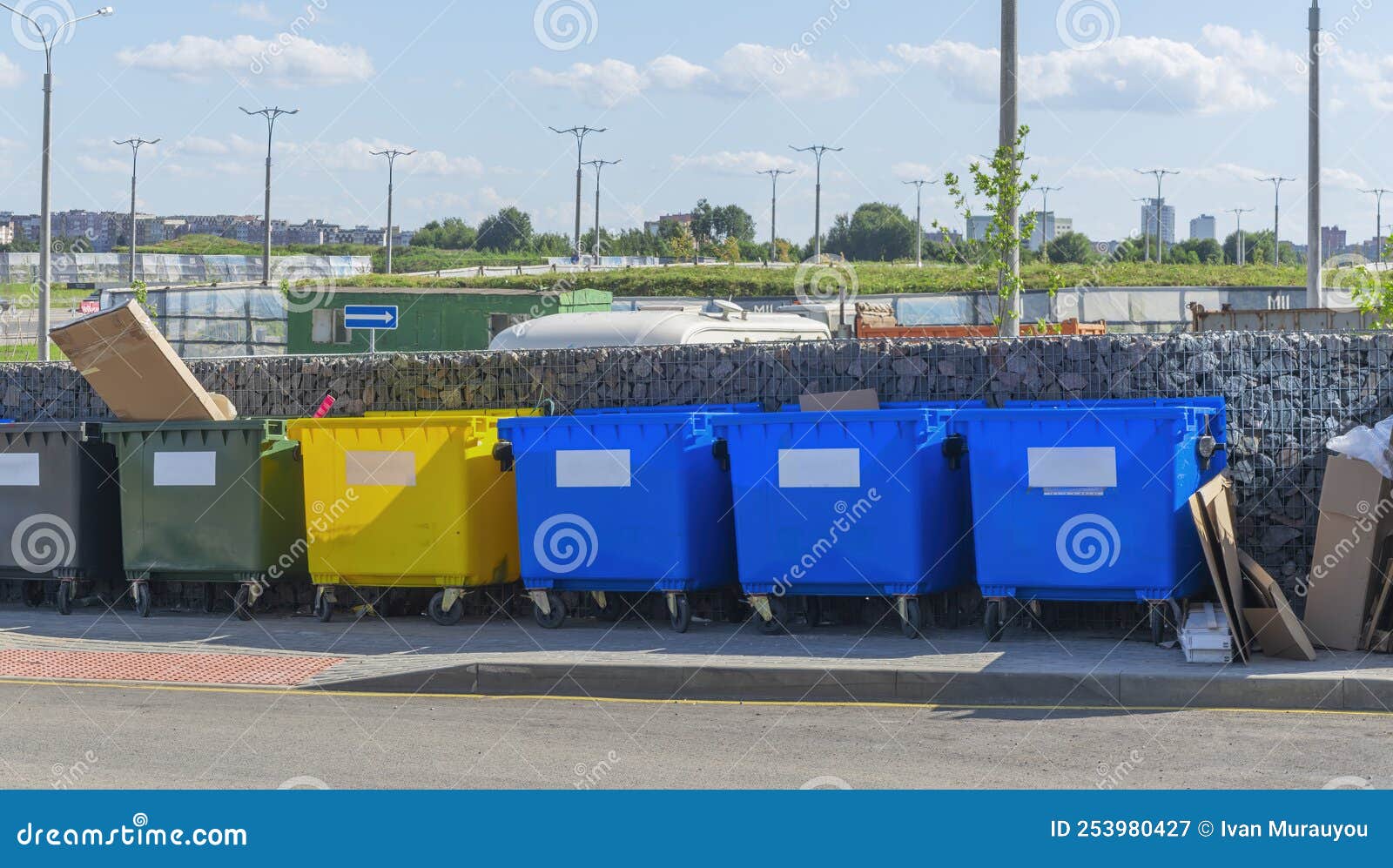 Garbage Containers for Garbage Segregation on the Street. Colored ...