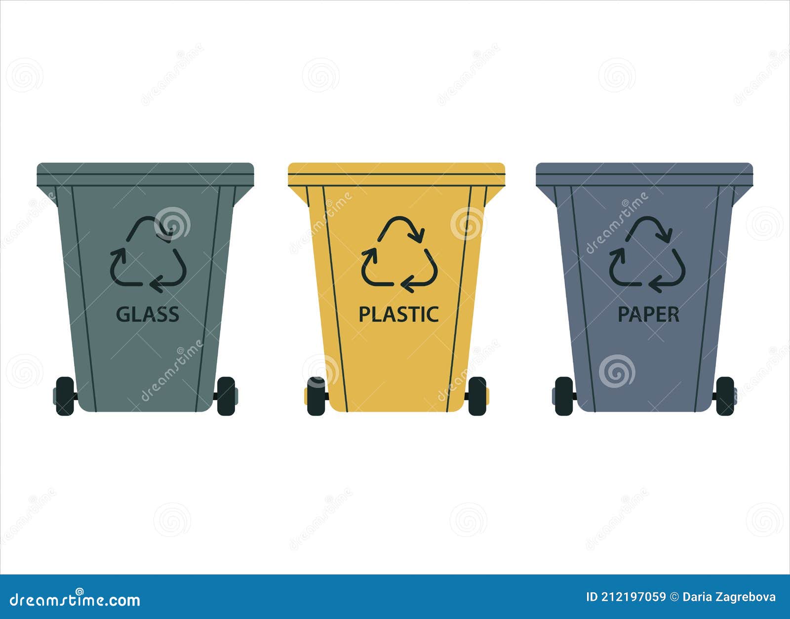 Garbage Containers for Sorting. Plastic, Glass, and Paper. Recycling of ...