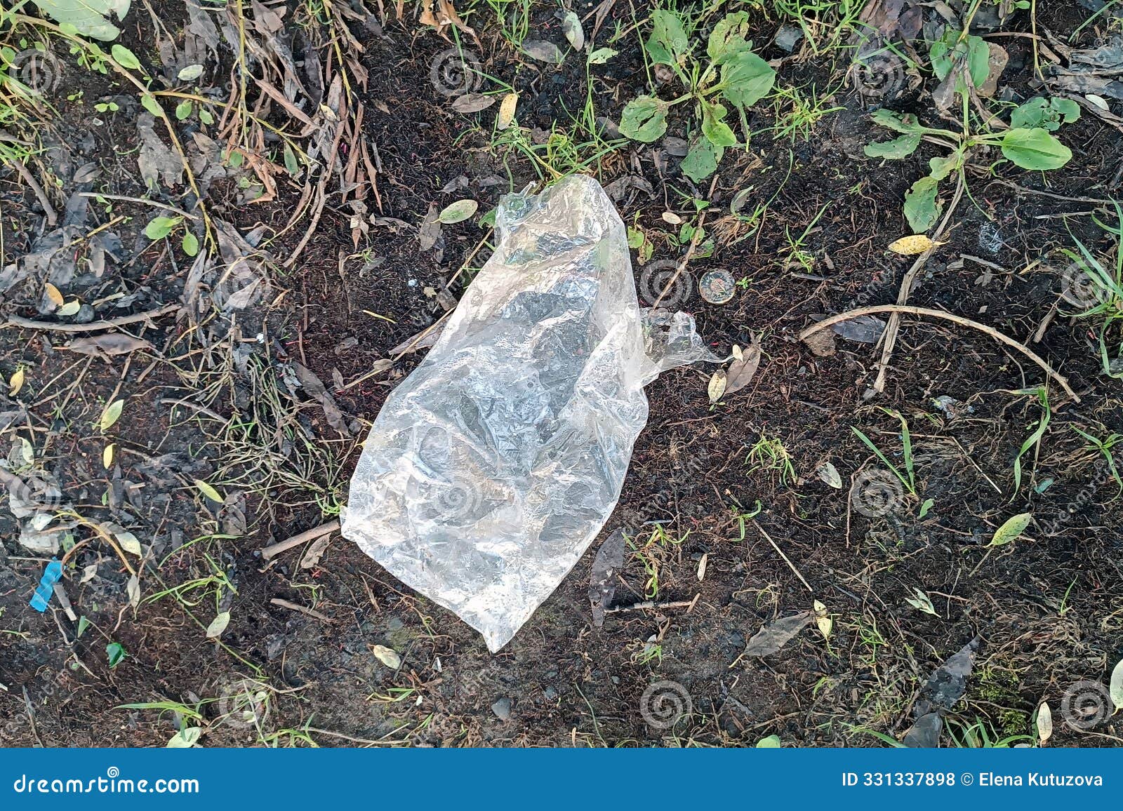 Garbage. Crumpled Plastic Package is Lying on Ground. Environmental ...