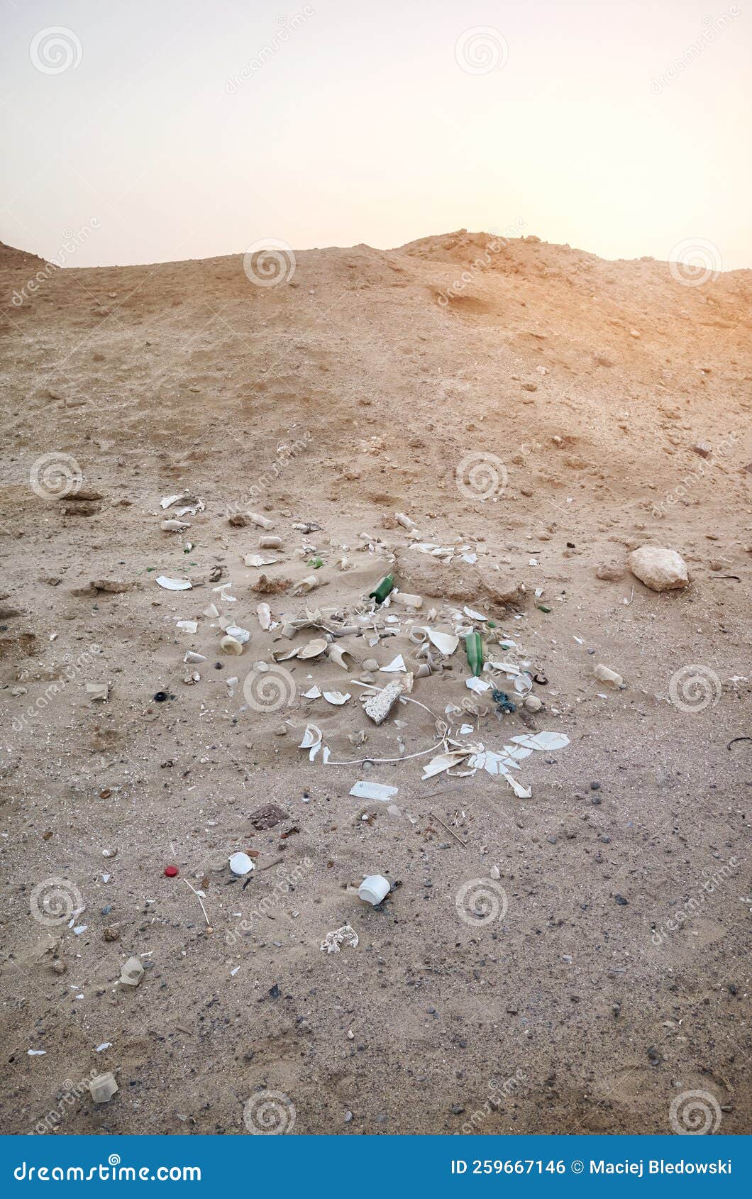 Garbage Discarded on a Desert Sand Stock Photo - Image of litter ...