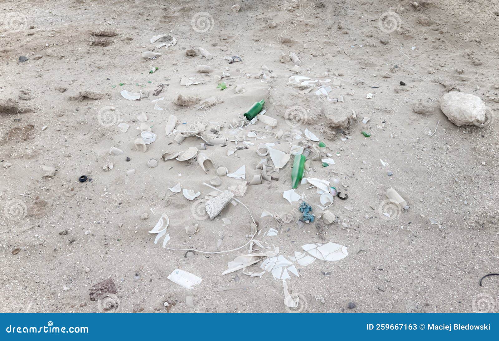 Garbage Discarded on a Desert Sand Stock Image - Image of environmental ...