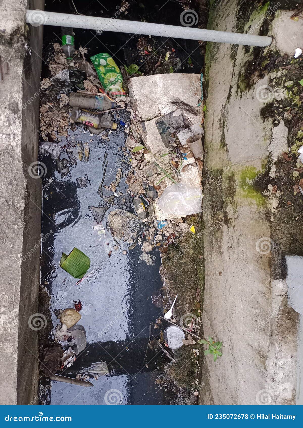 Garbage in the Drainage, Causing Clogged Drains in Ditches. Stock Photo ...