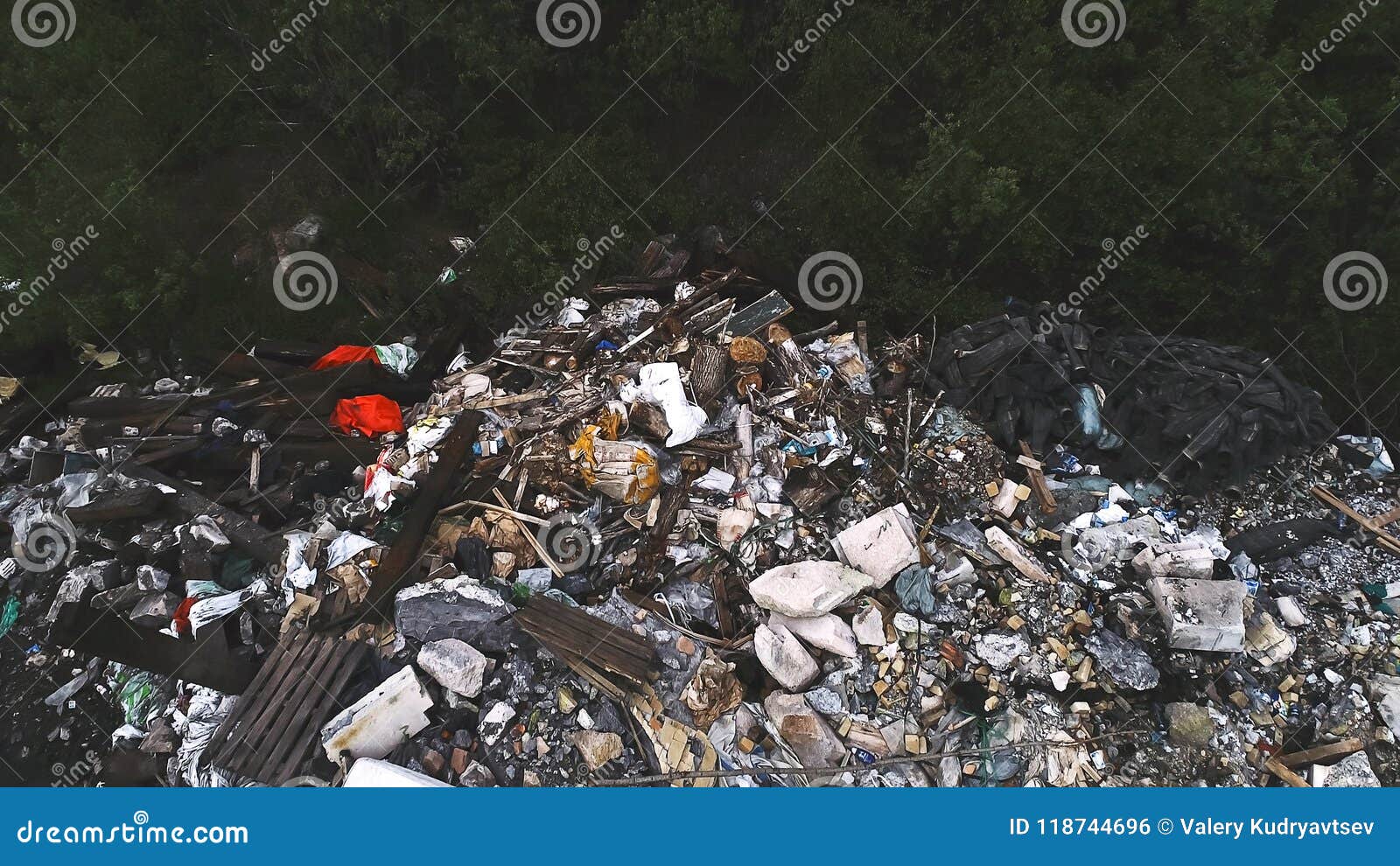 Garbage Dump Aerial View stock photo. Image of cheeseparings - 118744696