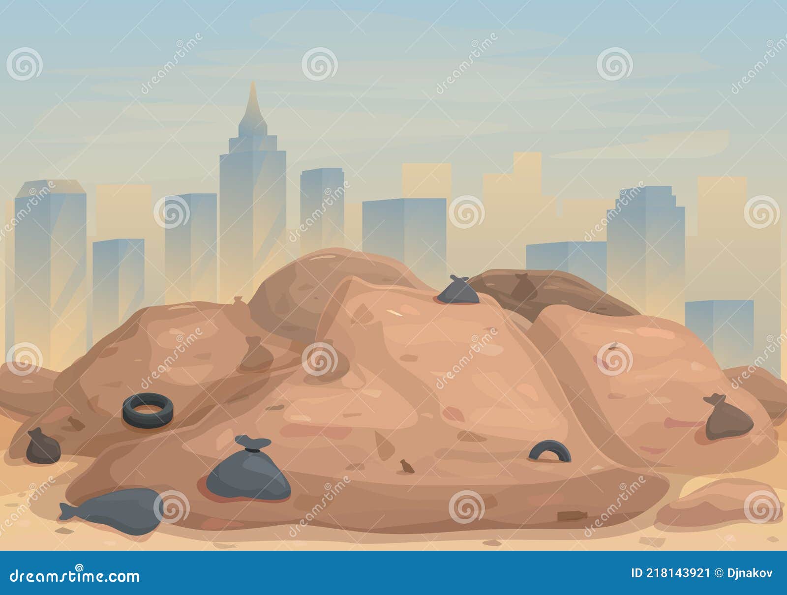 Garbage Dump on the Background of the City Panorama Stock Vector ...