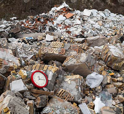 Garbage Dump. Broken Clock in the Garbage Stock Image - Image of mess ...