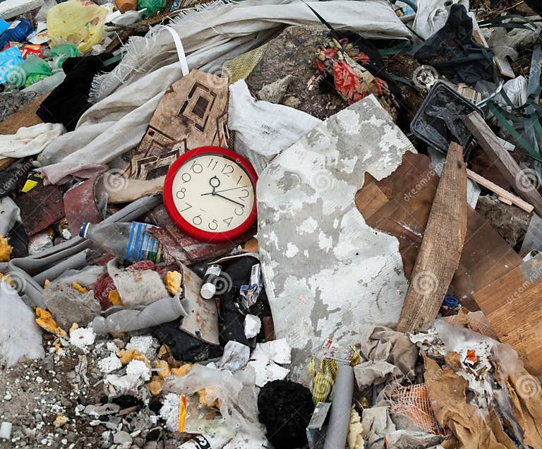 Garbage Dump. Broken Clock in the Garbage Stock Photo - Image of ...