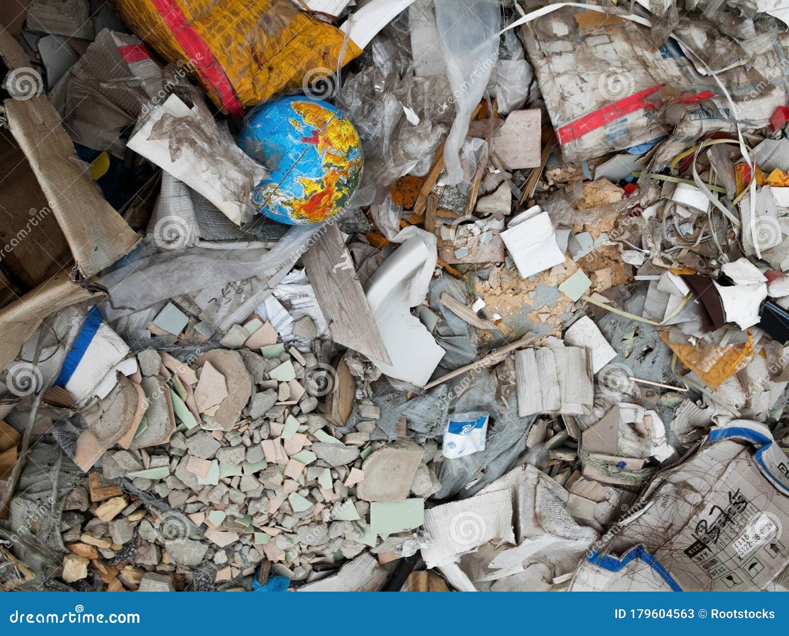 Garbage Dump. Broken Terrestrial Globe in the Garbage Stock Image ...