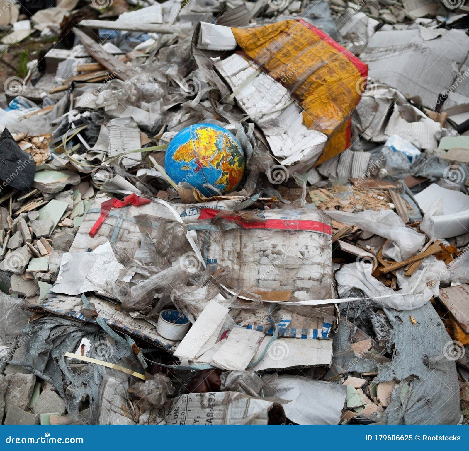 Garbage Dump. Broken Terrestrial Globe in the Garbage Stock Image ...